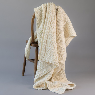 Two-Tone Aran Throw | 100% Merino Wool Blanket
