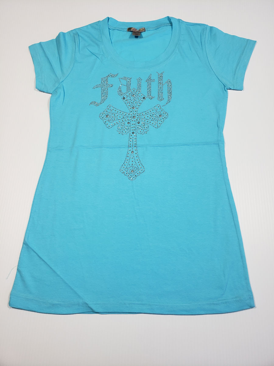 Ladies Faith T-Shirt Sky Blue - Shield of Faith Gifts
