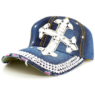 Jean Studded Cap with Cross on Side - Shield of Faith Gifts