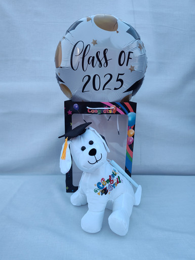 12" Graduation White Autograph Dog - Shield of Faith Gifts
