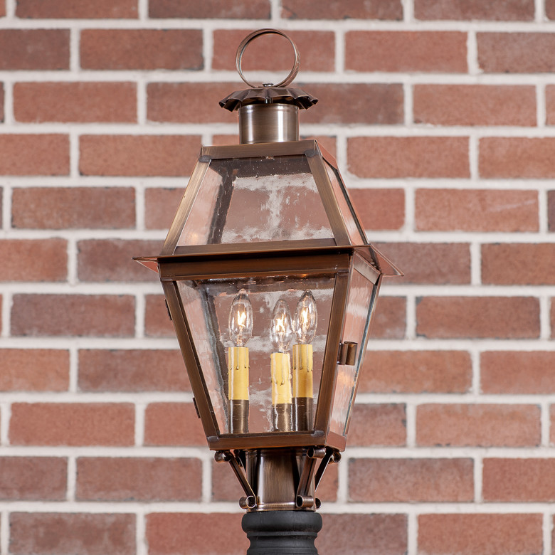 Stenton Outdoor Post Light in Solid Antique Copper - 3 Light