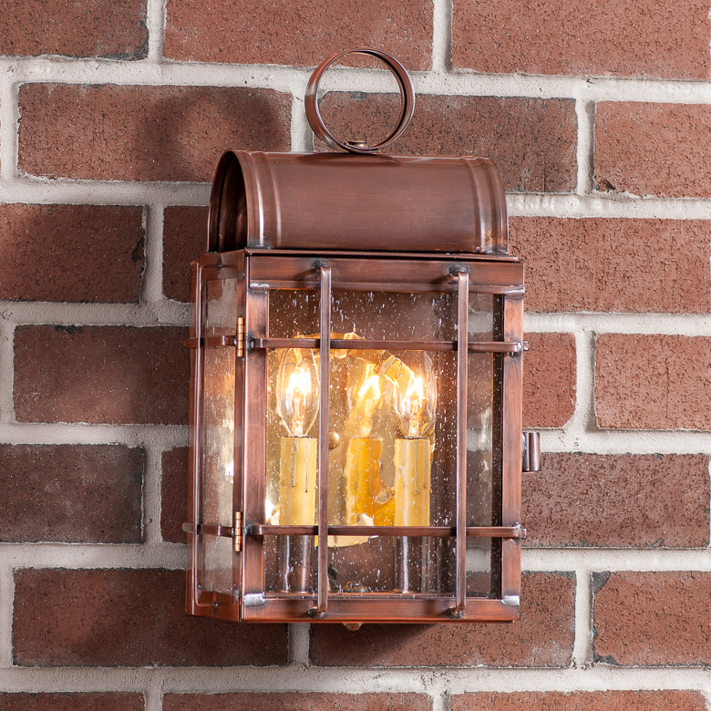 Stenton Outdoor Wall Light in Solid Antique Copper - 3 Light