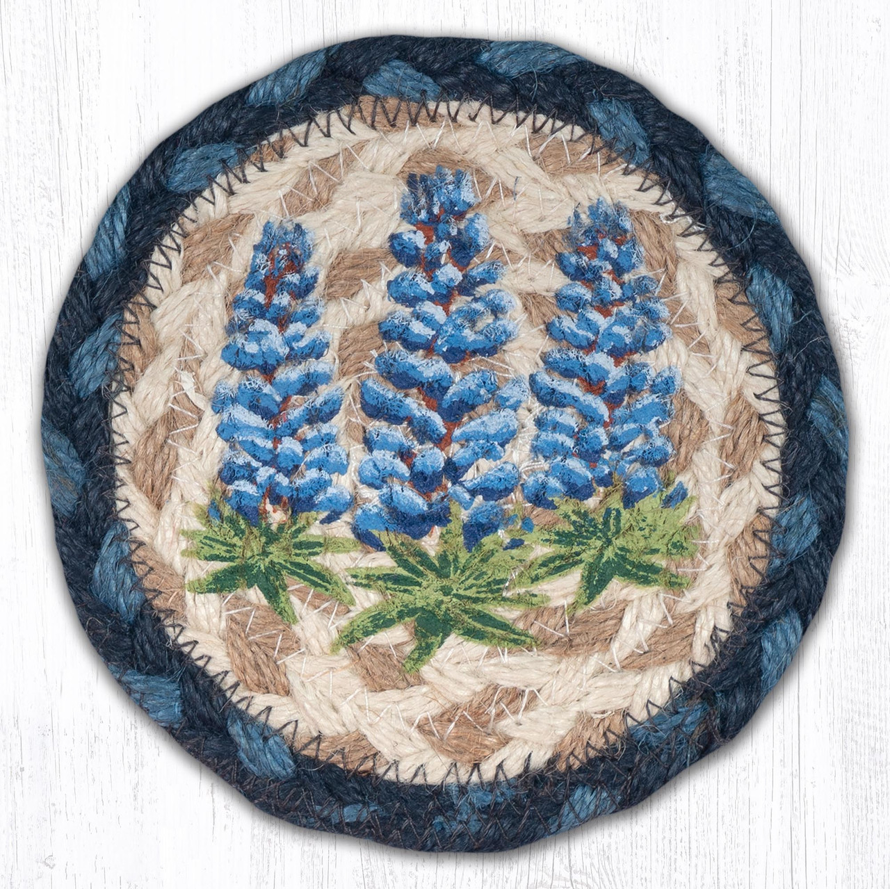100% Jute Coasters - Bluebonnets Braided Coaster - Earth Rugs
