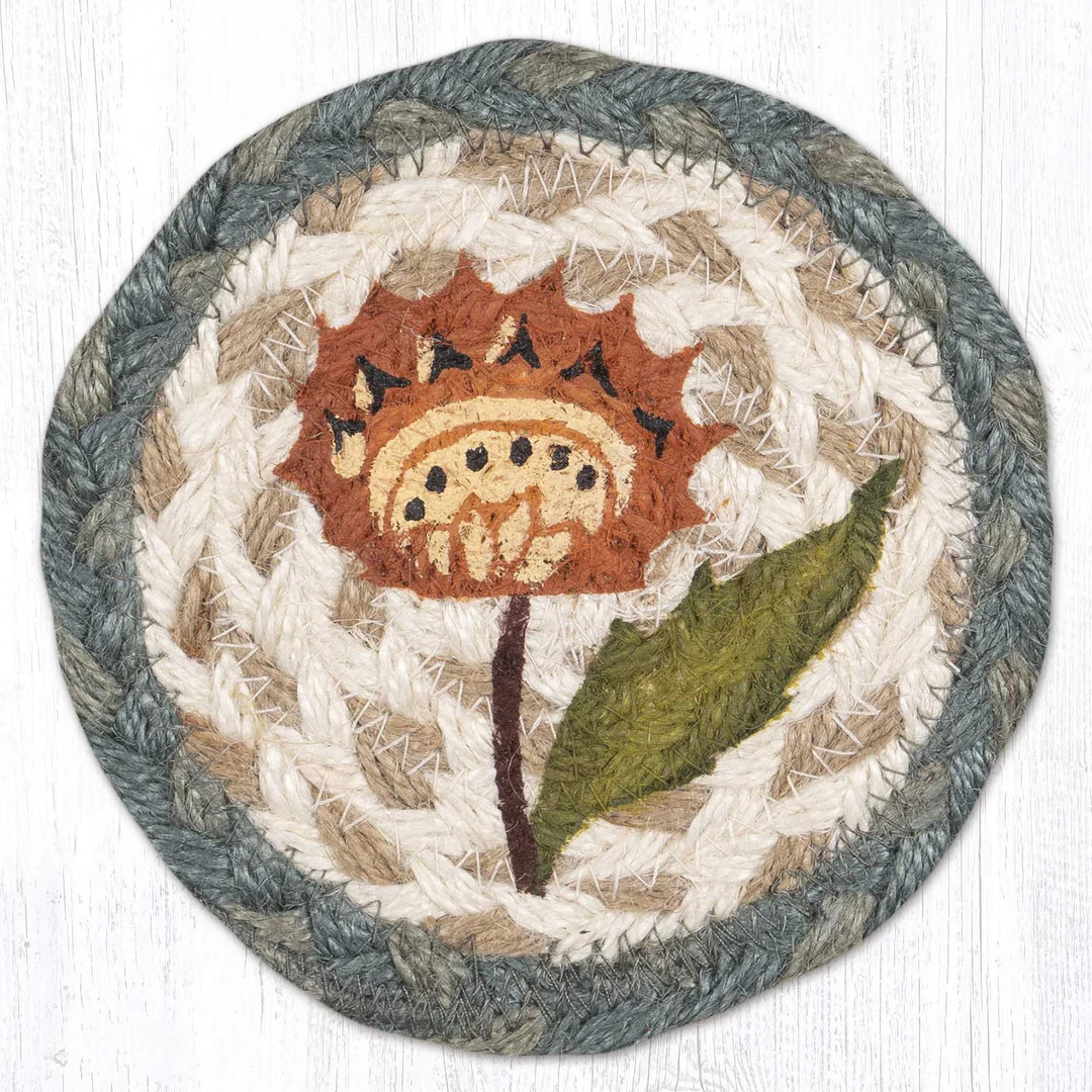 100% Jute Coasters - Holiday Floral Braided Coaster - Earth Rugs