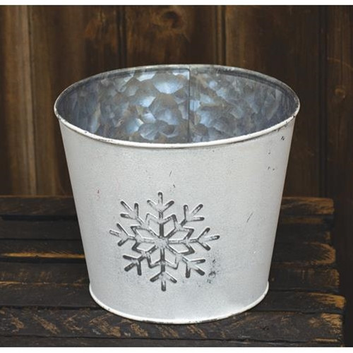 Metal Snowflake Embossed Bucket