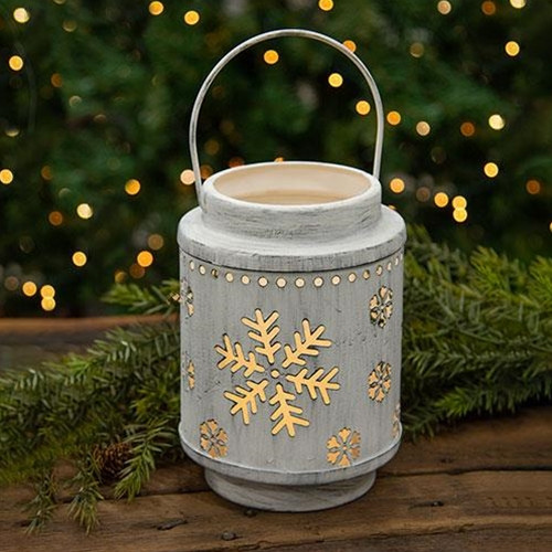 Metal Lantern with Snowflake Cutout