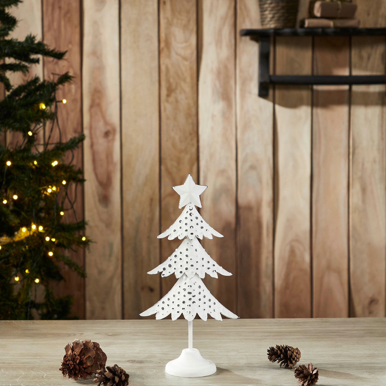 Small Christmas Antique White Metal Tree