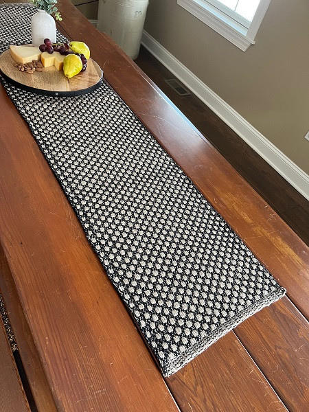 Fabric Table Runner - Cottage Weave - Black-Tan - Short