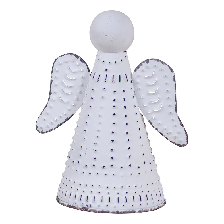 Irvin's Tinware - Punched Tin Angel in Rustic White