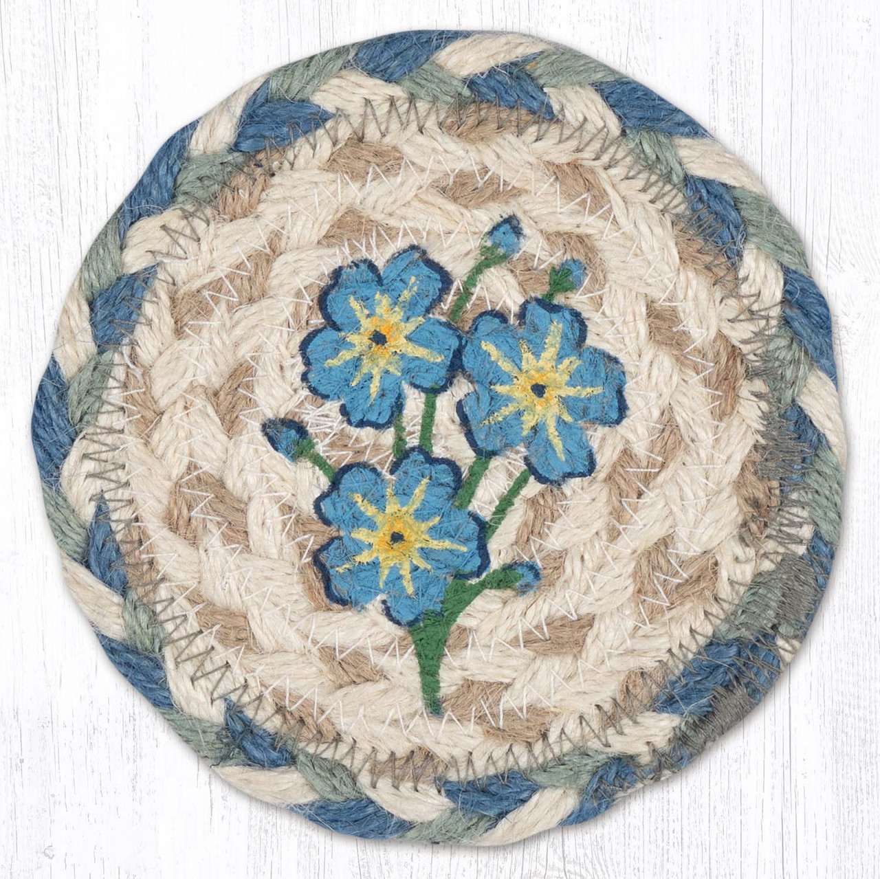 100% Jute Coasters - Forget Me Not Coaster Braided Coaster - Earth Rugs