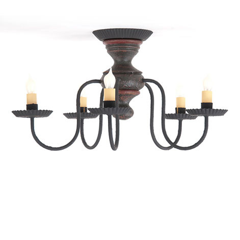 Irvins Tinware - 3 Arm Primitive Ceiling Light - Primitive Lighting