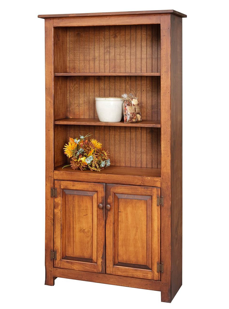 Amish Handcrafted - 6 Foot Bookcase With Bottom Doors - Vintage ...