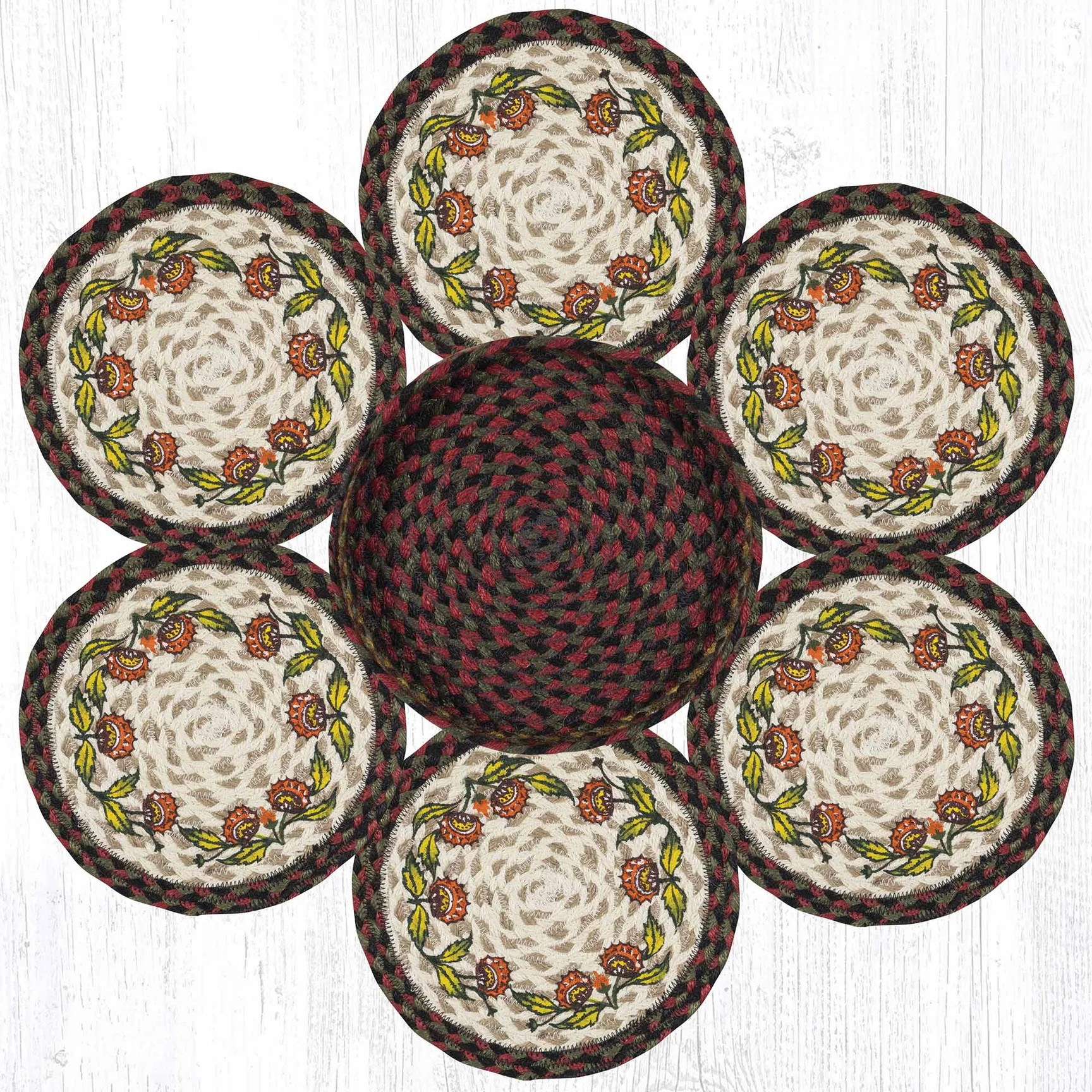 100% Jute Round Trivet - Wilderness Braided Trivets In Basket Set ...