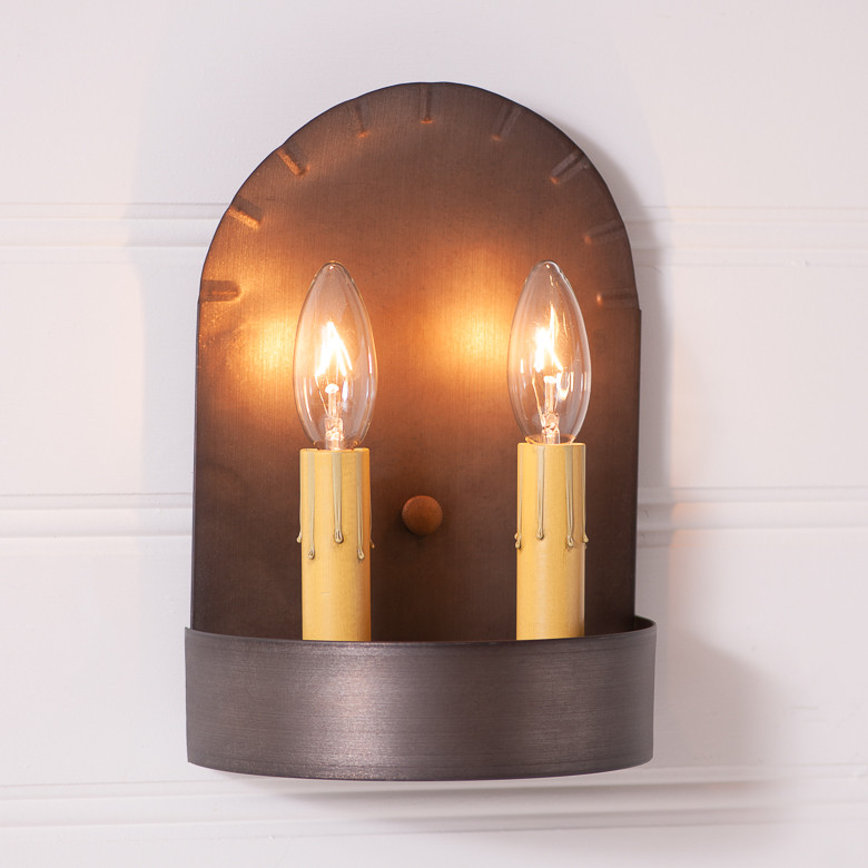 Irvin's Tinware - 2-Light Colonial Electric Tin Sconce in Kettle Black ...