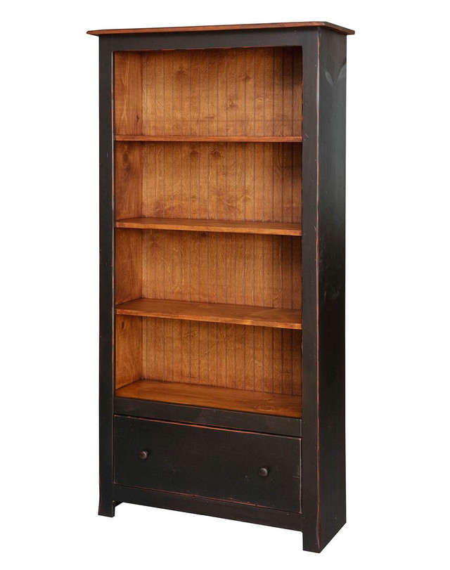 Amish Handcrafted - 6 Foot Bookcase With Drawer - Vintage Creations By Sam