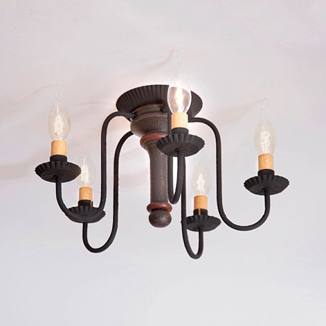Irvins Tinware - 3 Arm Primitive Ceiling Light - Primitive Lighting