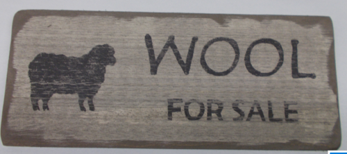 Primitive Wooden Sign - Wool For Sale