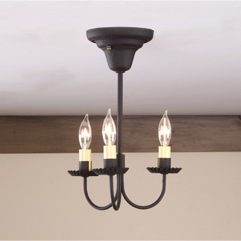 Irvins Tinware - 3 Arm Primitive Ceiling Light - Primitive Lighting