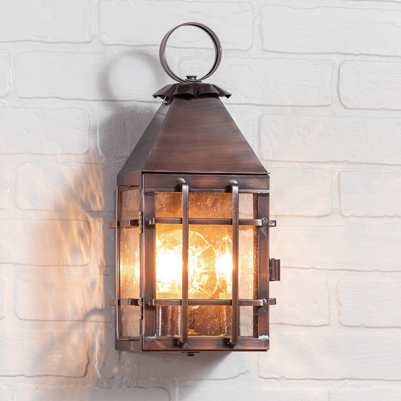 Stenton Outdoor Wall Light in Solid Antique Copper - 3 Light