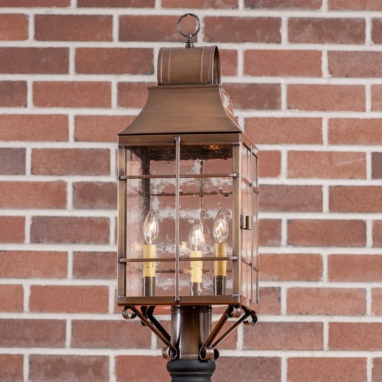 Stenton Outdoor Post Light in Solid Antique Copper - 3 Light
