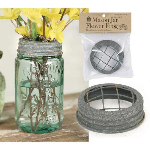 Mason Jar Chicken Wire Flower Frog Lid
