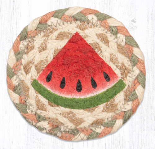 100% Jute Coasters - Watermelon Braided Coaster - Earth Rugs