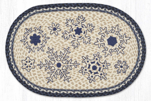 Oval Patch Rug - OP-443 Snowflakes - Earth Rugs