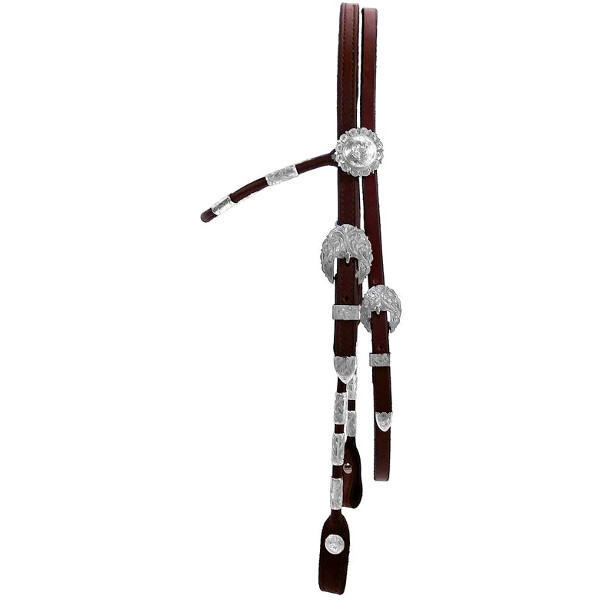 Silver Mounted Browband Rolled Leather - Mountain Horse Trading