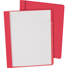 Clear Front Folder (RED) - PAPER BACK - Bethel Superstore