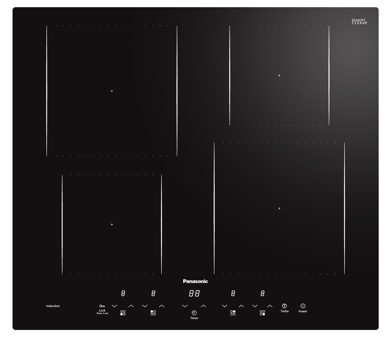 Panasonic Induction Cooktop with 4 Cooking Zones and Touch Controls