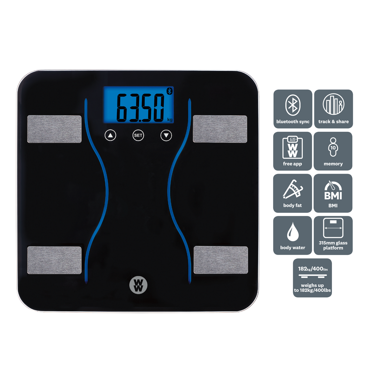 WW310A WeightWatchers Bluetooth Body Analysis Diagnostic Scale – Smart ...