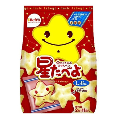 4 packs x Star Shaped rice crackers salt flovor 11packs