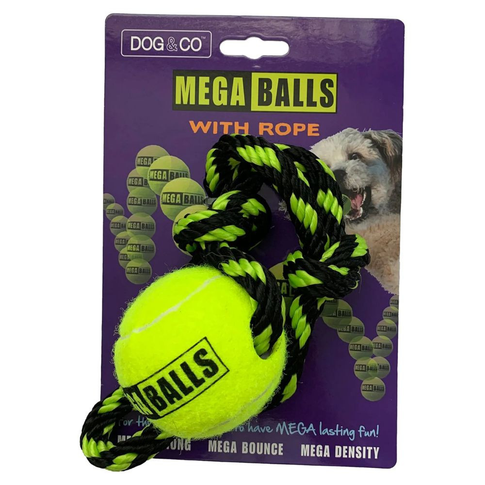 Hem and Boo MegaBall 4.0'' with Rope Dog Toy - Pet Food Depot