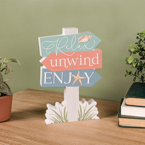Shaped Sign - Relax Unwind Enjoy