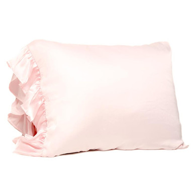 Ruffled Satin Pillowcase - Pink - Standard