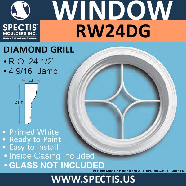 OVAL2032SG Oval Window with Starburst Grill 22 1/2" x 34 1/4"