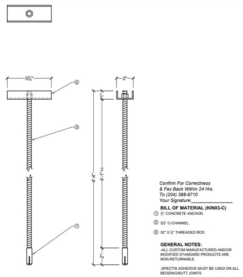 Newel Post Anchor Hardware Kit for Concrete Applications KIN 03-C ...
