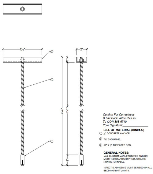 Spectis Moulders KIN 04-C Newel Post Anchor Hardware Kit for Concrete ...