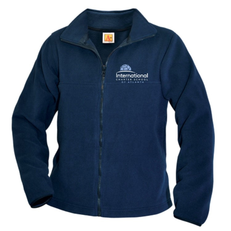 Full zip navy fleece jacket_ICS - Educational Outfitters - Atlanta