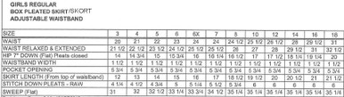 skirt/skort size chart - Educational Outfitters - Atlanta
