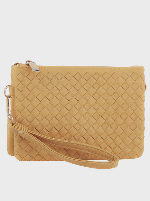 Lucy Woven Crossbody Clutch - Pale Yellow