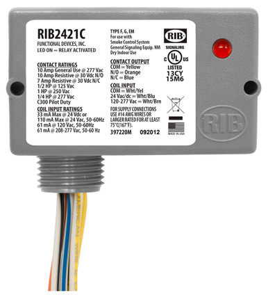 Functional Devices RIB2421C Enclosed Pilot Relay 10 Amp SPDT with 24 ...