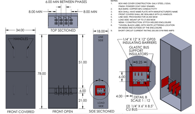 NavTech NAV-EO-78-9073B 78" NEMA 1 Service Entrance Box Con Ed Approved ...