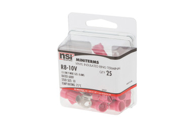 NSI R8-10V 8 Awg Vinyl Insulated Ring #10 Stud, 25 Per Pack - KTOOL