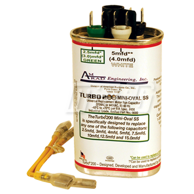Mars 12500 TURBO MINI 2.5/5/7.5 MFD Universal Oval Run Capacitor - KTOOL