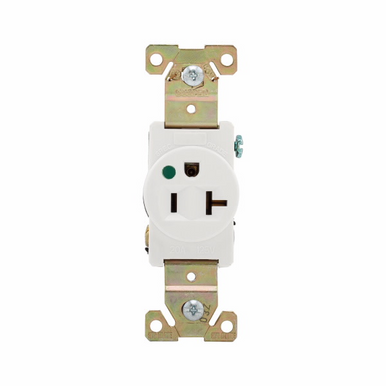 Eaton Wiring Devices 8310W Recp HG Sgl 20A 125V 2P3W Str B/Swire WH - KTOOL