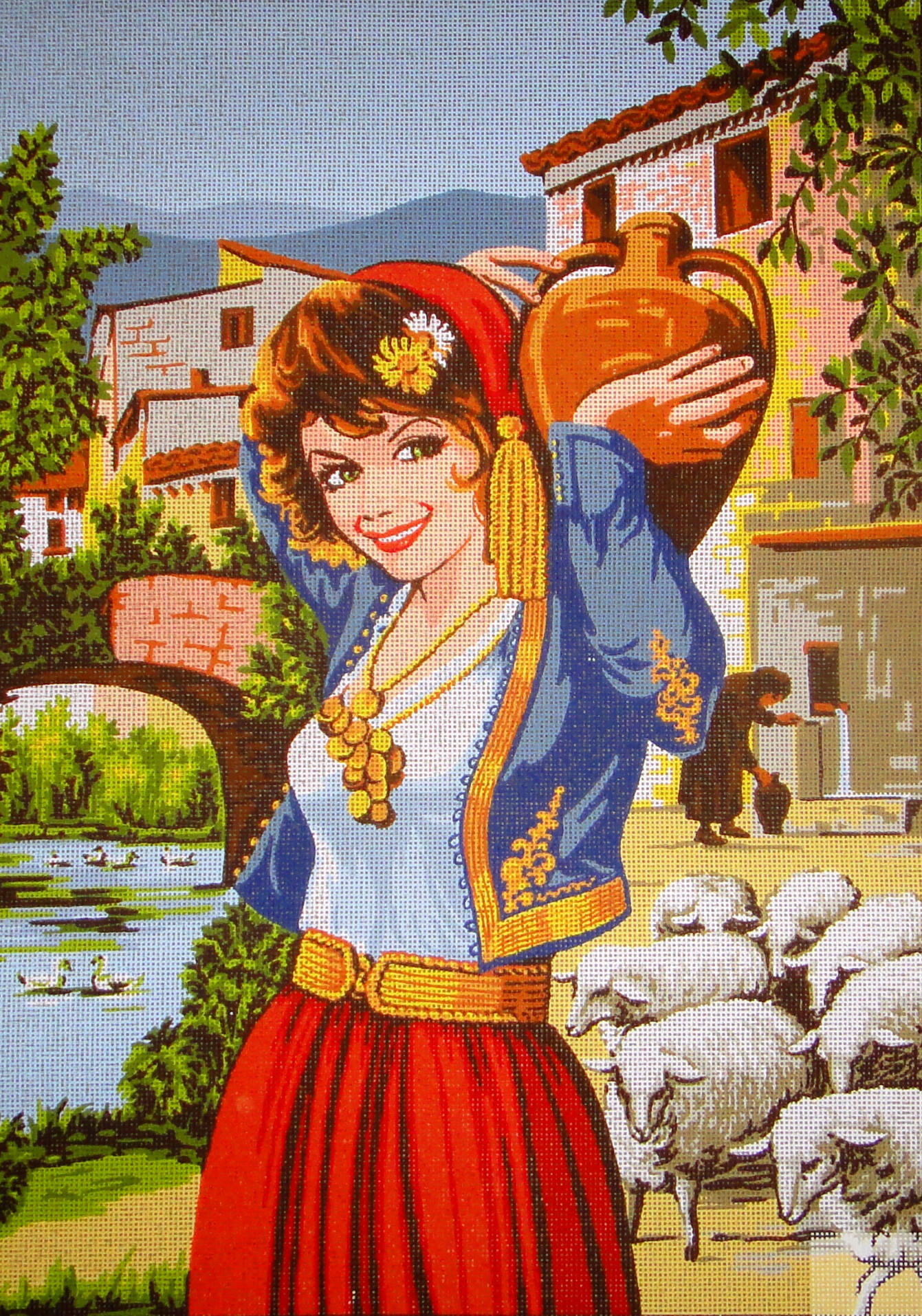 "Welcome" Printed Canvas for Needlepoint Tapestry Gobelin Embroidery ...