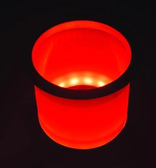 Led Plastic Lighted Cup Holder W/ Stainless Steel Flange - Red - Pkgd ...