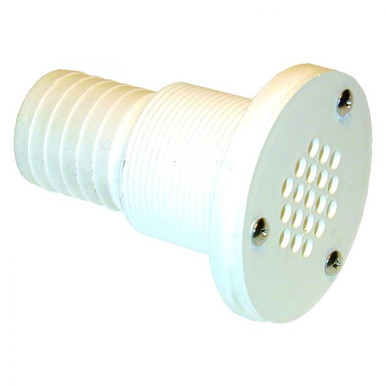 1 1/2" Straight Barbed Deck Drain Thru Hull With Grill - White by TH ...