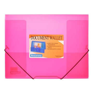 Bantex Document Wallet A4 Cool Frost Transparent Elastic Closure